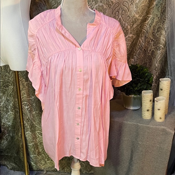 BiBi | Tops | Bibi Light Pink Ruffled Blouse | Poshmark